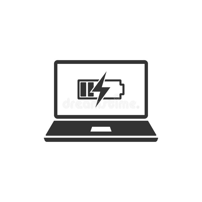 Laptop with Low Battery Icon on Screen. Vector Stock Illustration ...