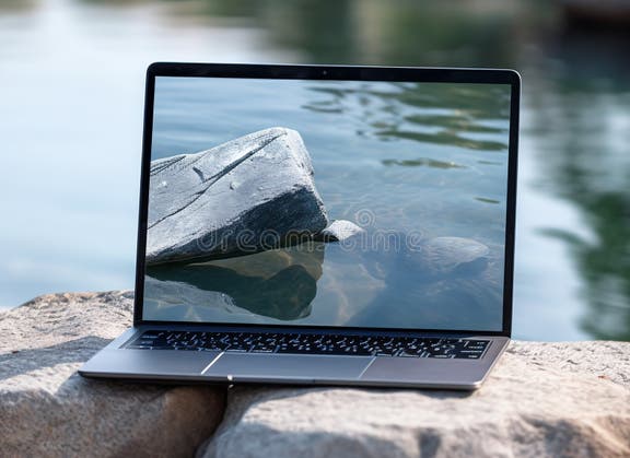 Laptop on the Beach Laptop on the Sand Stock Illustration ...