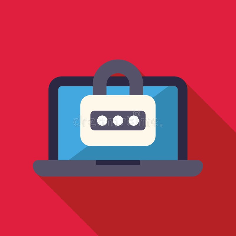 Laptop Being Secured with a Lock and Password Stock Illustration ...