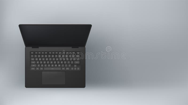 Laptop black color on grey stock vector. Illustration of portable ...