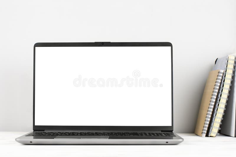 Work space with laptop stock image. Image of network - 289999043