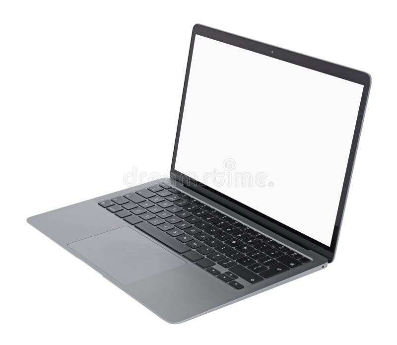 Laptop with Blank Screen Isolated on White Stock Image - Image of ...