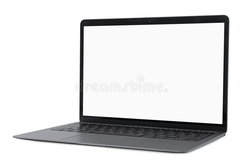Laptop with Blank Screen Isolated on White Stock Photo - Image of ...