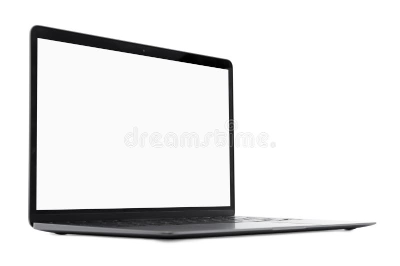 Laptop with Blank Screen Isolated on White Stock Photo - Image of ...