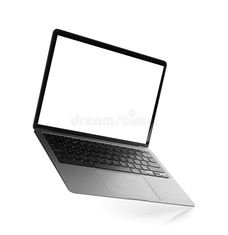 Laptop with Blank Screen Isolated on White. Mockup for Design Stock ...