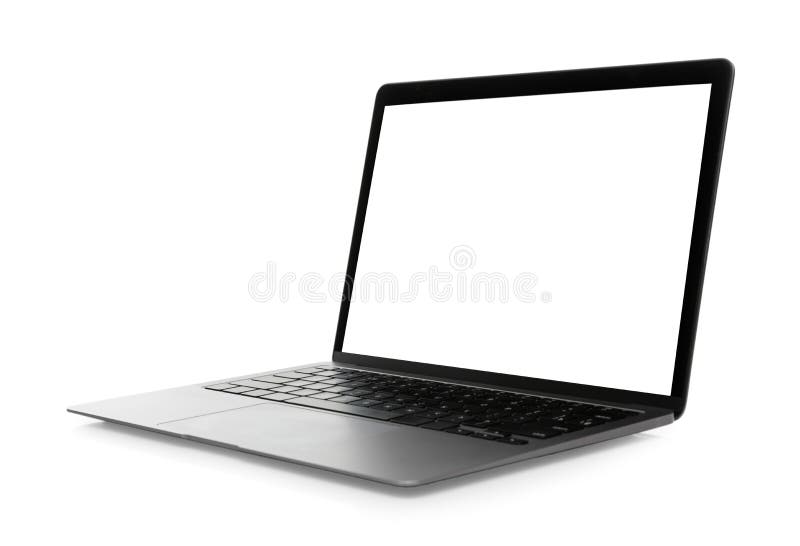 Laptop with Blank Screen Isolated on White. Mockup for Design Stock ...