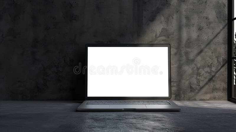 A Laptop with a Blank Screen on a Neutral Backdrop, Ideal for Tech ...