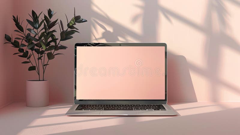 A Laptop with a Blank Screen on a Neutral Backdrop, Ideal for Tech ...