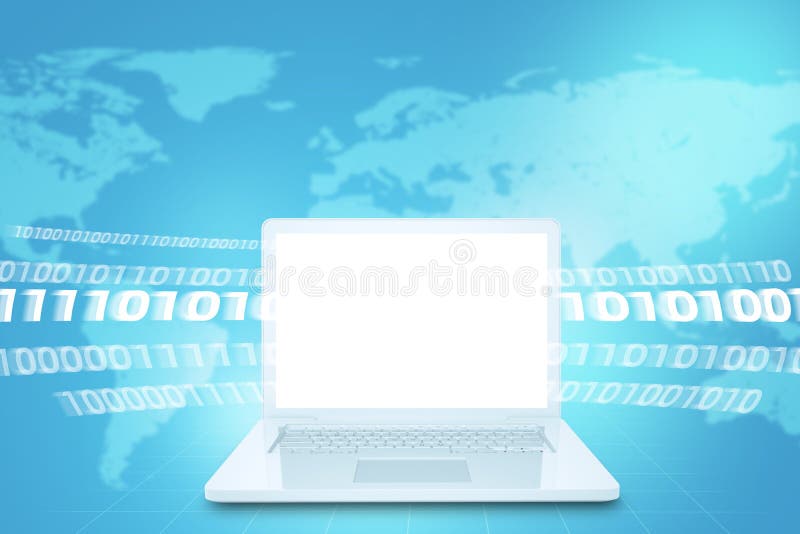 Laptop with Blank Screen and Numbers Stock Illustration - Illustration ...