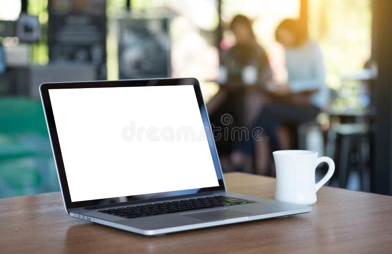 Laptop with Blank Screen on Table. Workspace Background New Project on ...