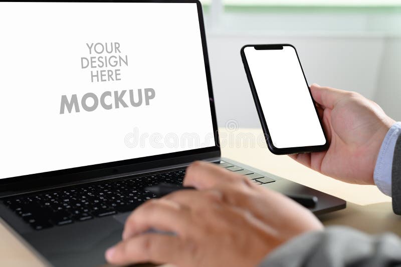 Laptop with Blank Screen on Table. Workspace Background New Project on ...