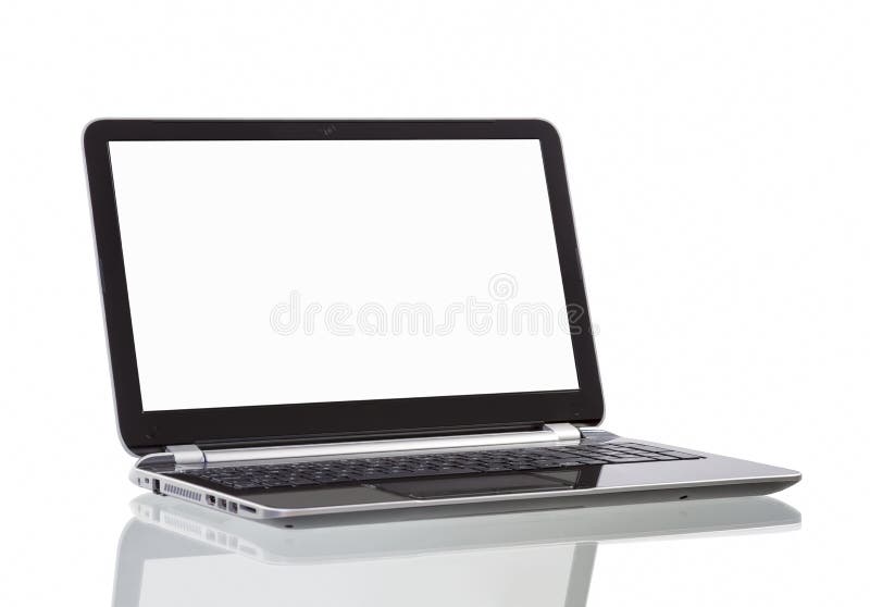 Back View of a Rotated at a Slight Angle Modern Laptop Stock Image ...