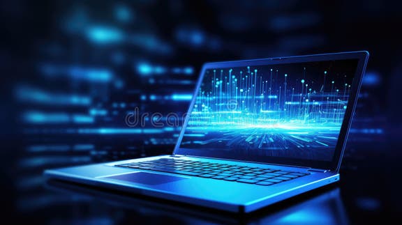 Laptop Blue Computer Technology Background Stock Illustration ...