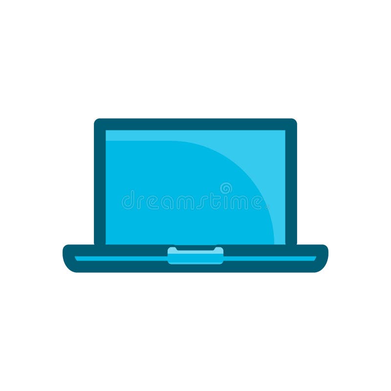 Laptop Blue Icon Vector Illustration Isolated on White Background Stock ...