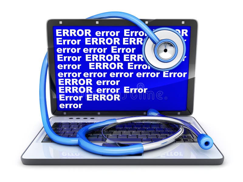 Laptop and Blue Screen Error Stock Illustration - Illustration of ...