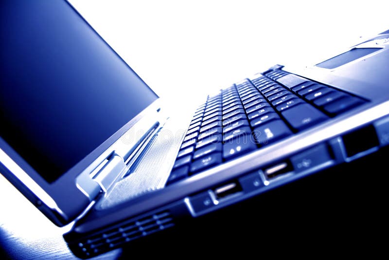 Laptop blue tone stock image. Image of data, monitor, creativity - 3303207