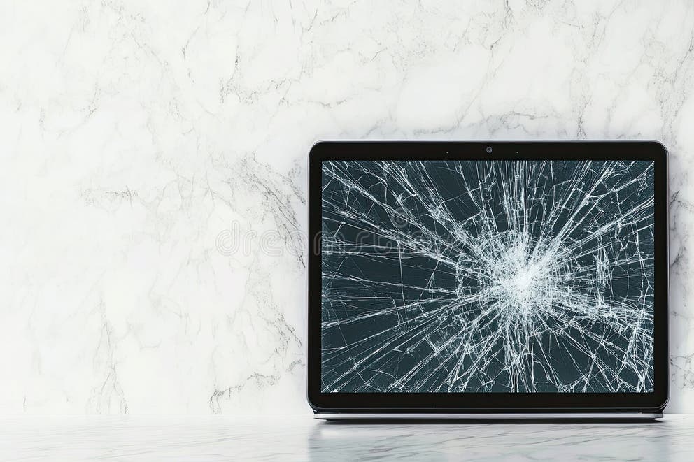 Broken Laptop Screen with Spiderweb Cracks, Symbol of Digital Damage ...