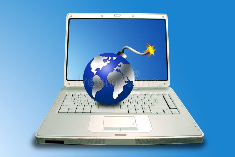 Laptop and bomb stock illustration. Illustration of firewall - 2759475