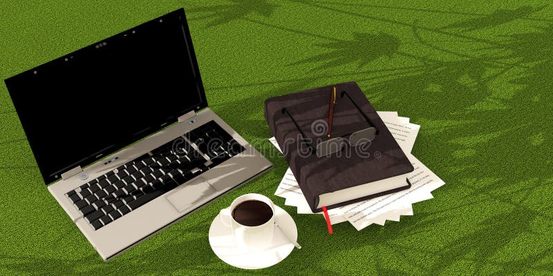 Laptop book coffee stock illustration. Illustration of black - 37019513
