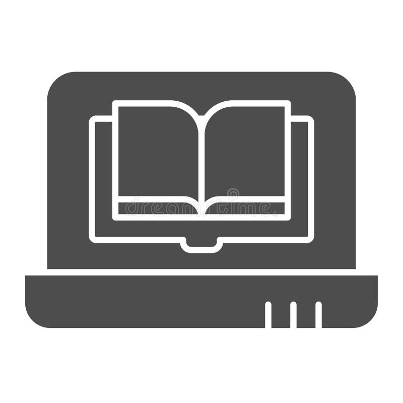 Laptop Book Solid Icon. Book on Computer Vector Illustration Isolated ...