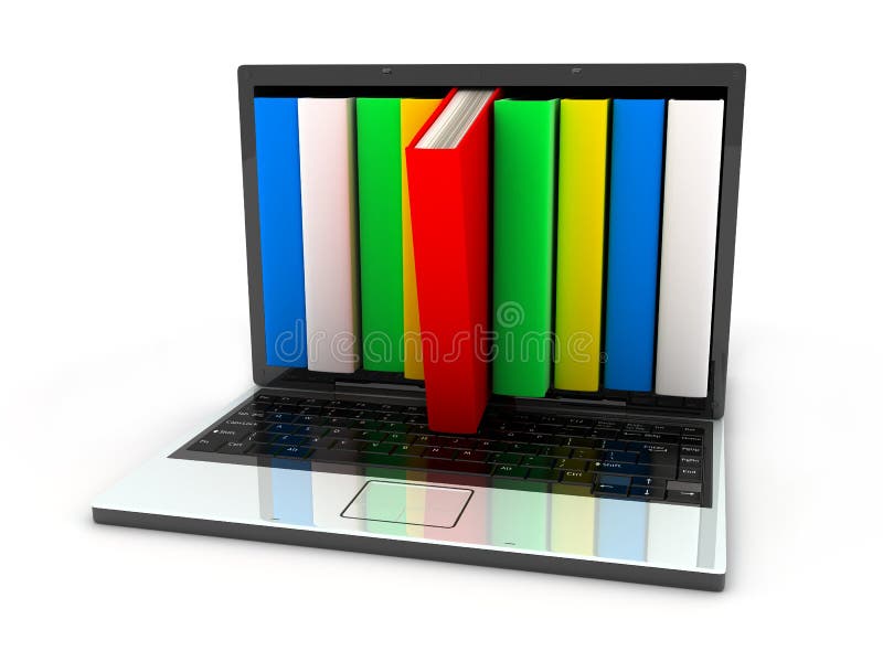 Laptop and books stock illustration. Illustration of files - 14230230