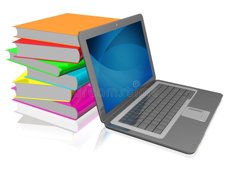 Digital Library and Online Education Concept - Laptop Computer with ...