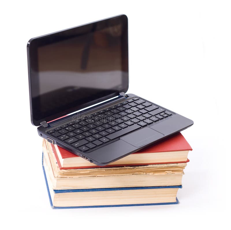 Laptop Computer with Colored Books Stock Image - Image of education ...
