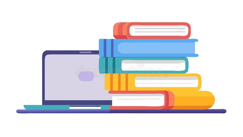 Laptop Books Stack Education Study Workspace Vector Design Generative AI Stock Vector ...