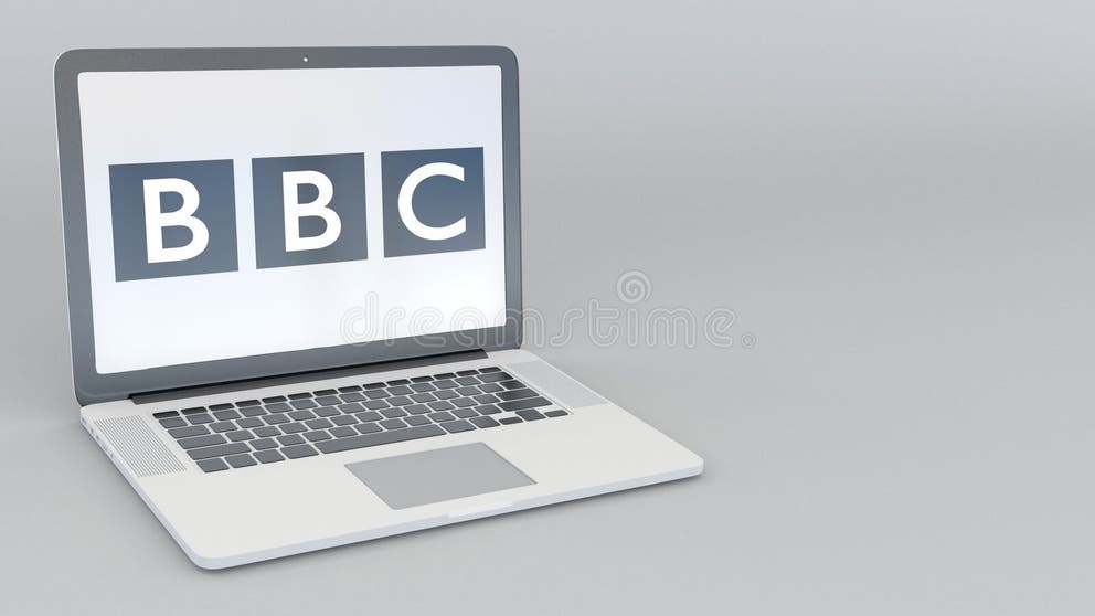 Laptop with British Broadcasting Corporation BBC Logo. Computer ...