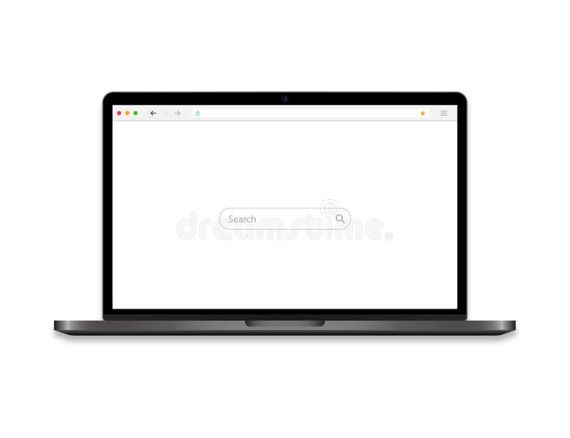 Laptop with Browser on Screen. Computer Icon with Search Bar and ...