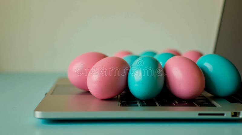 A Laptop with a Bunch of Eggs on it Stock Illustration - Illustration ...