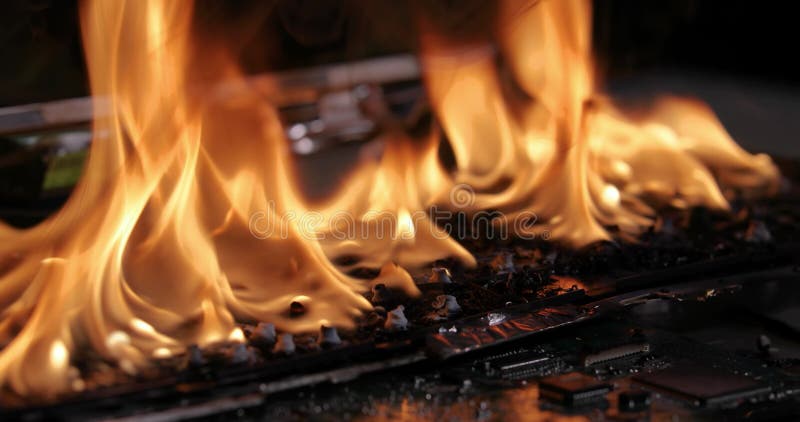 Burning Laptop Computer Electronics Closeup Stock Footage - Video of ...