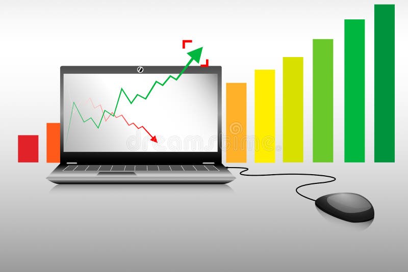 Laptop Business and Growth Bar Graph Stock Vector - Illustration of ...