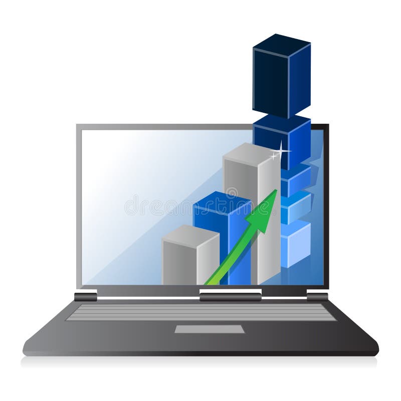 Monitor growth graph stock vector. Illustration of office - 14425757