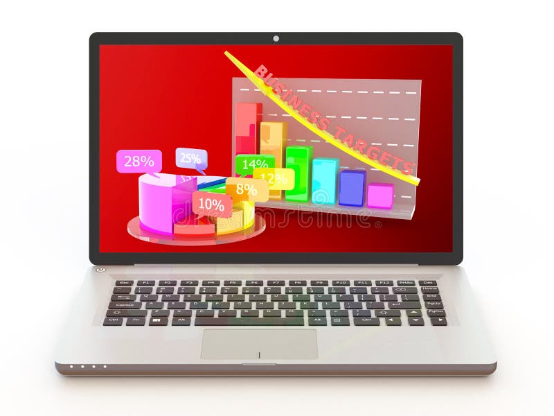 Laptop with Business Profits Growth Graph Stock Illustration ...