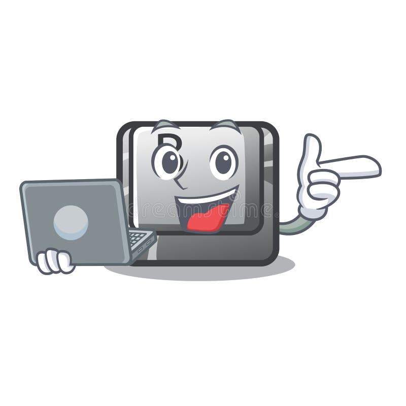 With Laptop Button B Installed on Cartoon Computer Stock Vector ...