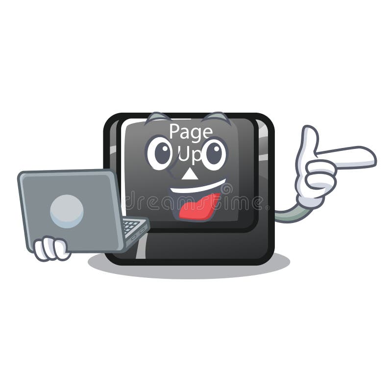 With Laptop Button Page Up Shape in Cartoon Stock Vector - Illustration ...