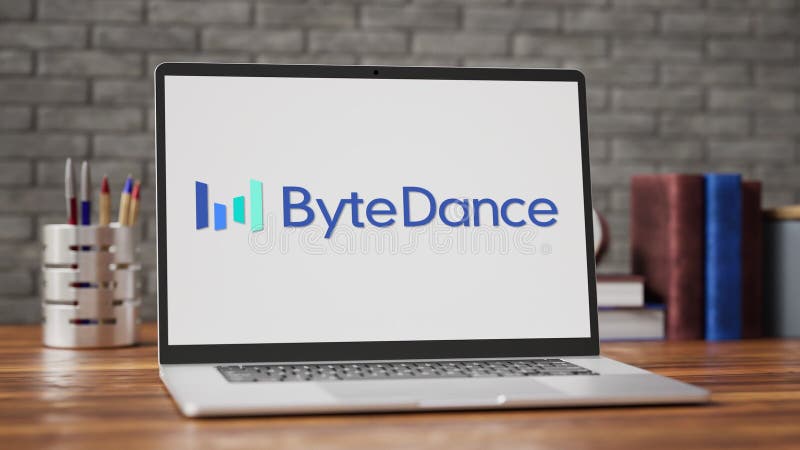 Laptop with ByteDance Logo on the Screen, Illustrative Editorial 3D ...