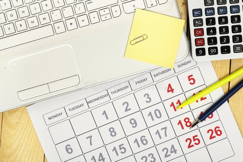Laptop and calendar stock image. Image of organize, routine - 65559877