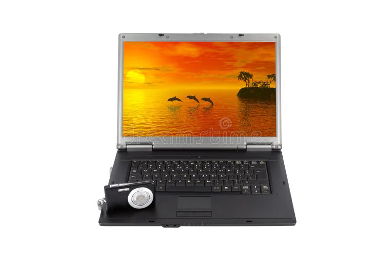 Photo Camera, Printer and Notebook Stock Photo - Image of photocamera ...