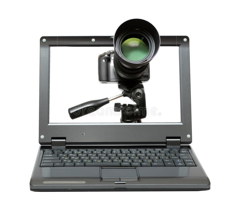 Laptop with Camera on Tripod Stock Photo - Image of communications ...
