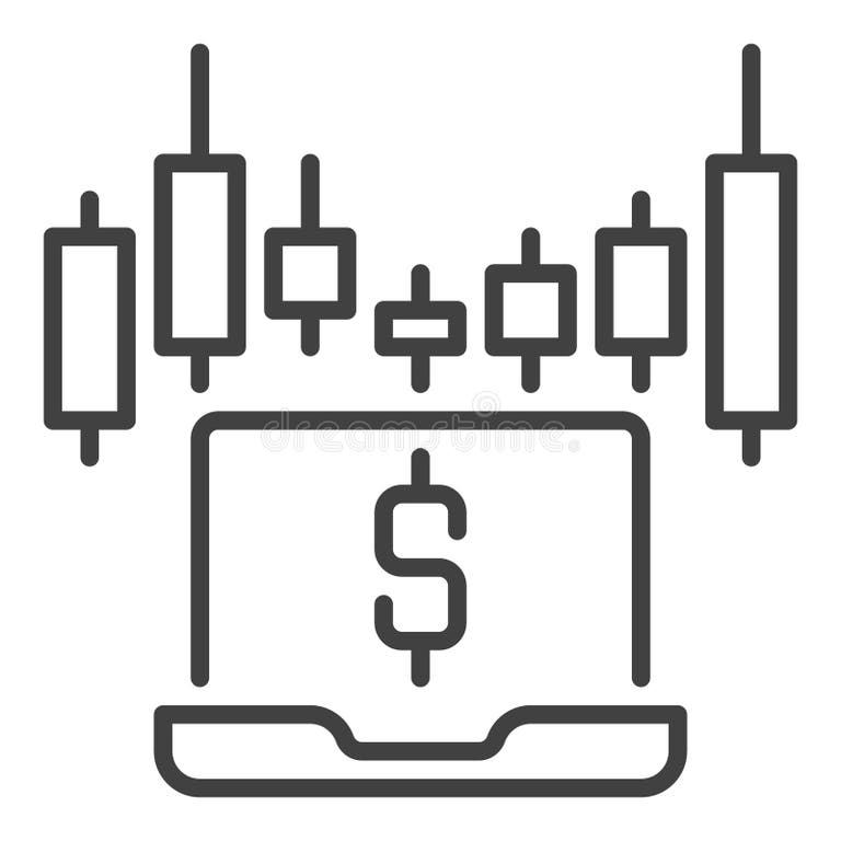 Laptop with Candlestick Pattern or Chart Vector Electronic Trading ...