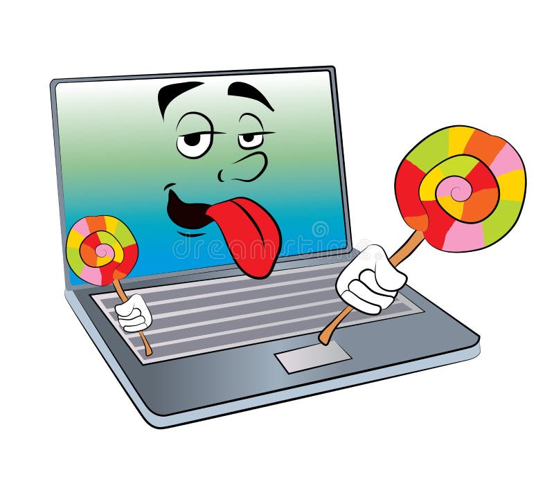 Sad laptop cartoon stock illustration. Illustration of sadness - 48732792