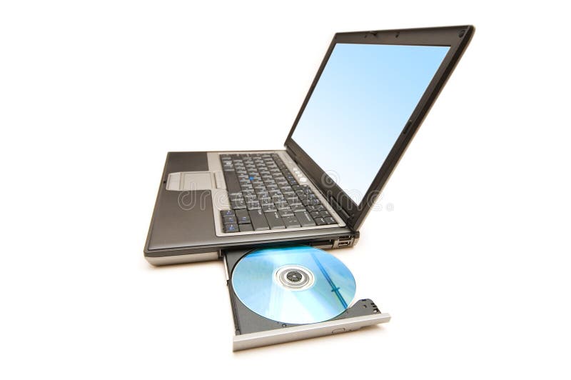 Laptop and Cd-drive Isolated Stock Image - Image of mobile, silver: 5994753