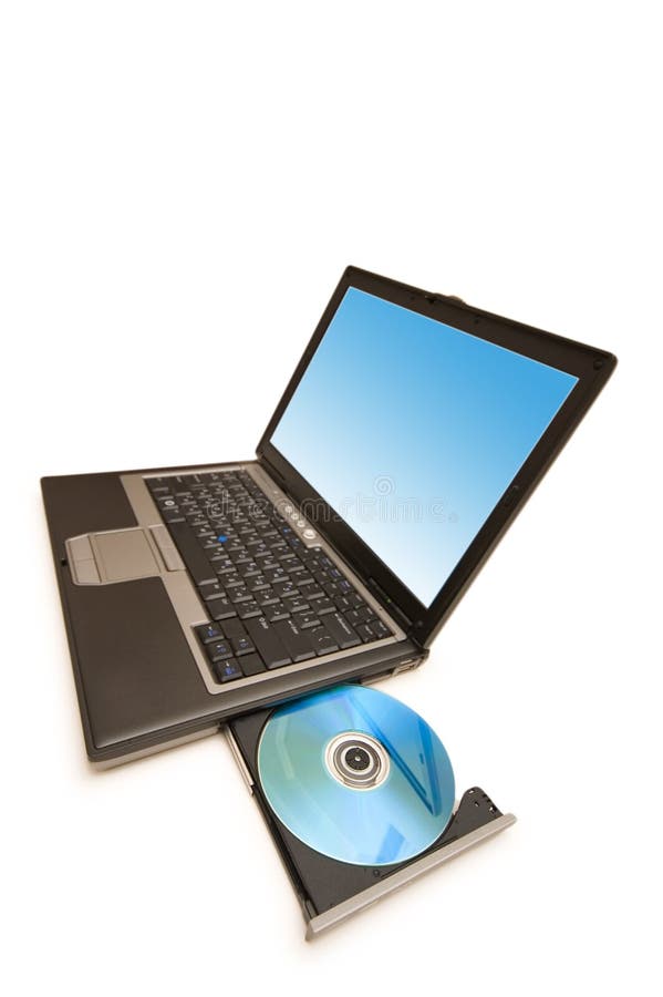 Laptop and Cd Drive Isolated on the White Stock Photo - Image of ...