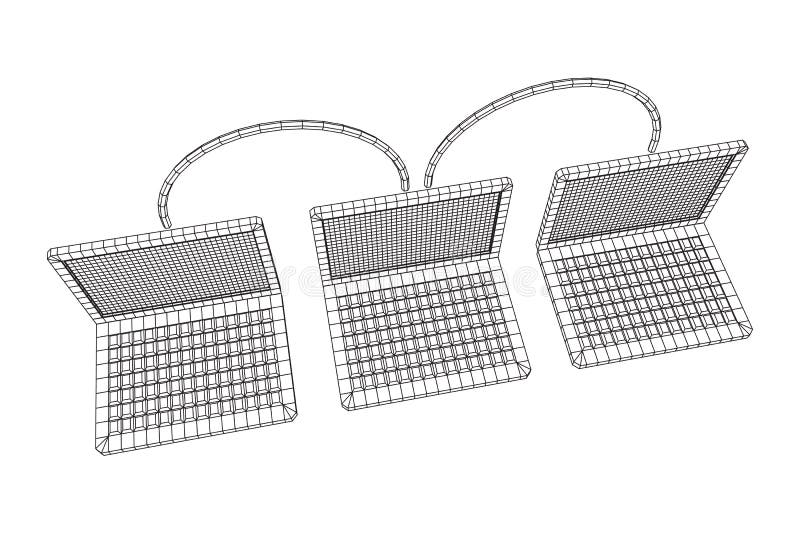 Laptop Chain. Blockchain Big Data Flow Information Stock Vector ...