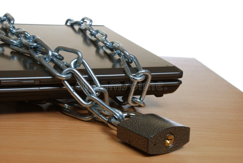 Laptop in the chain stock image. Image of business, unlocking - 64577613