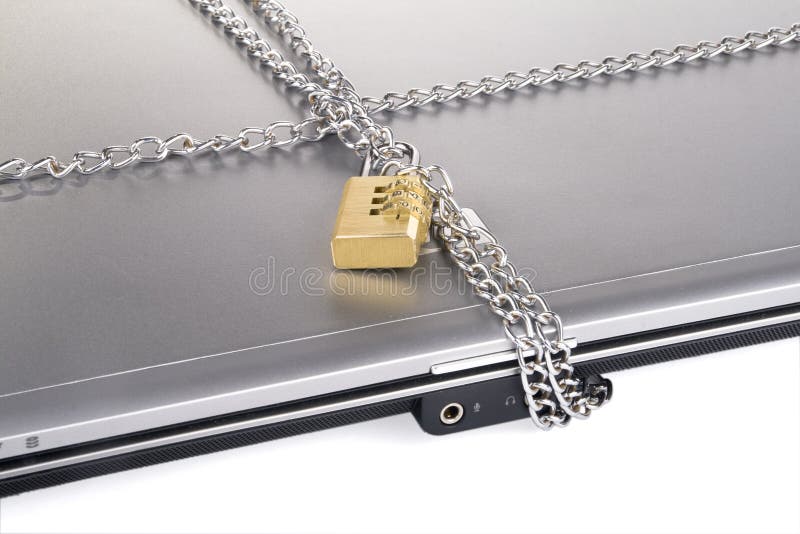 Laptop with Chains and Lock Stock Photo - Image of laptop, chains: 6380486