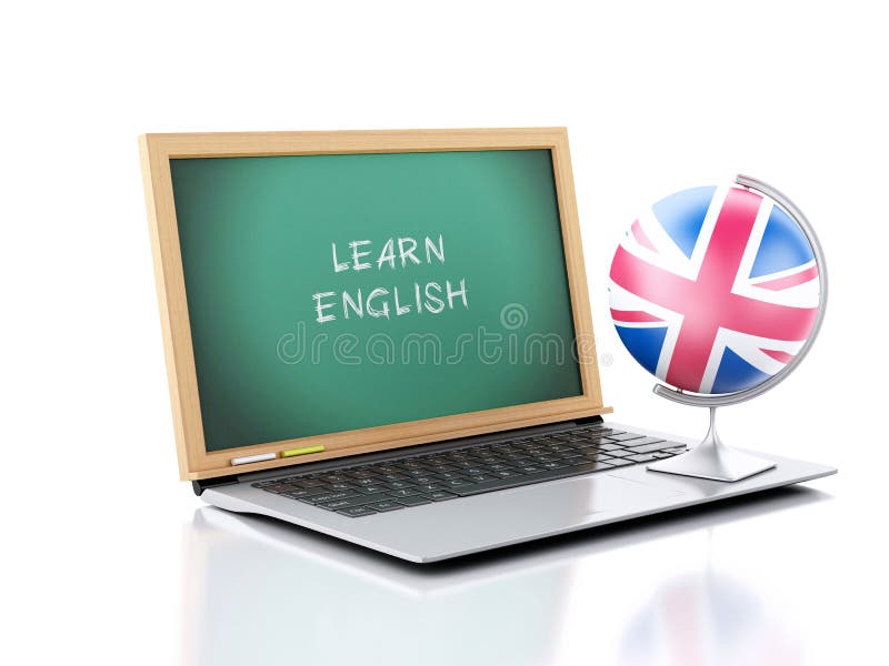 3d Learn English on Computer Keyboard. Education Concept Stock ...