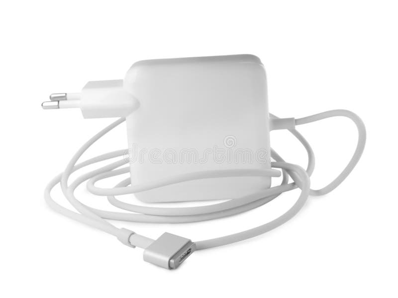 Laptop Charger Isolated on White. Modern Technology Stock Photo - Image ...
